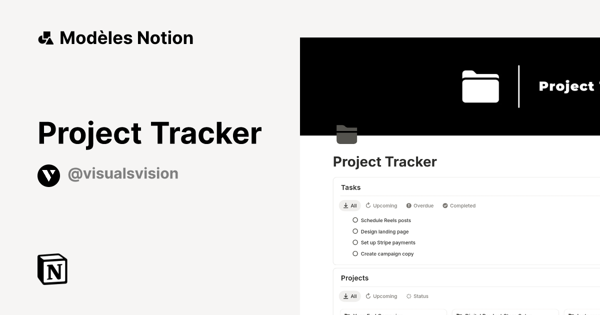 Modèle Project Tracker | Marketplace Notion