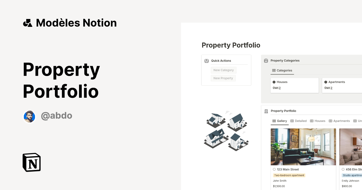 Property Portfolio | Modèle créé par Abdo Karmalla | Marketplace Notion