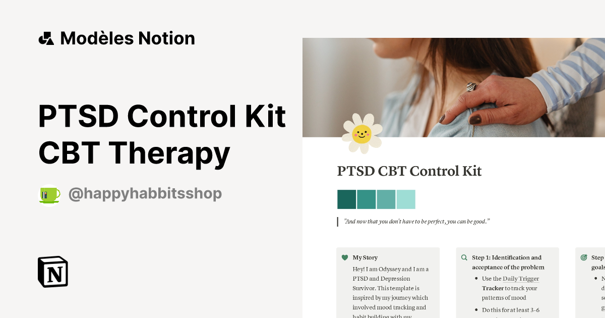 PTSD Control Kit CBT Therapy | Modèle créé par Happy Habbits | Marketplace Notion