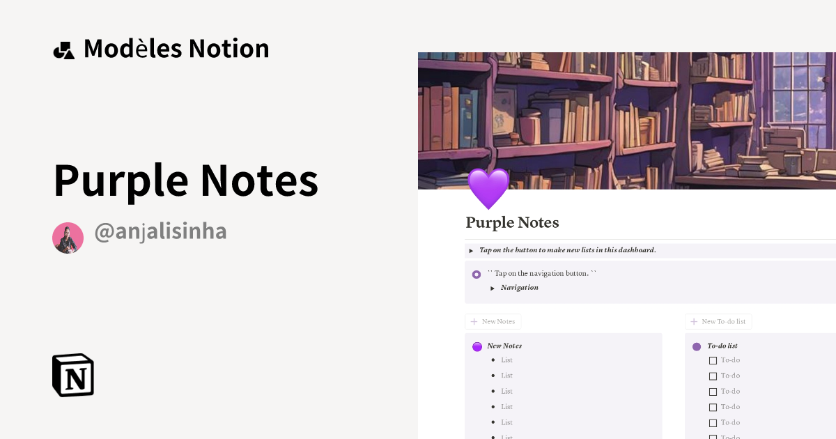 Modèle Purple Notes | Marketplace Notion