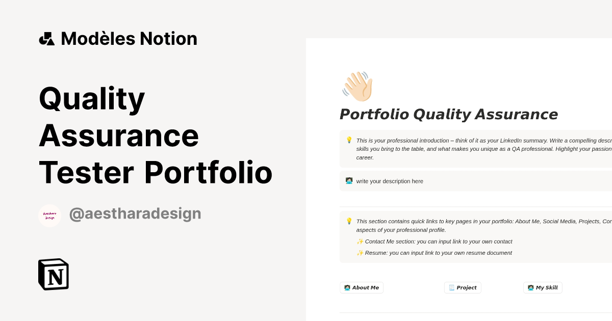 Quality Assurance Tester Portfolio | Modèle créé par aesthara design🌸 ...