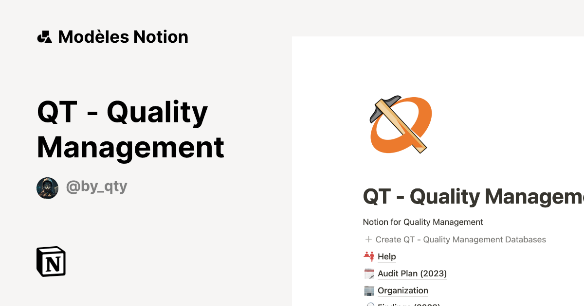 Modèle QT - Quality Management | Marketplace Notion