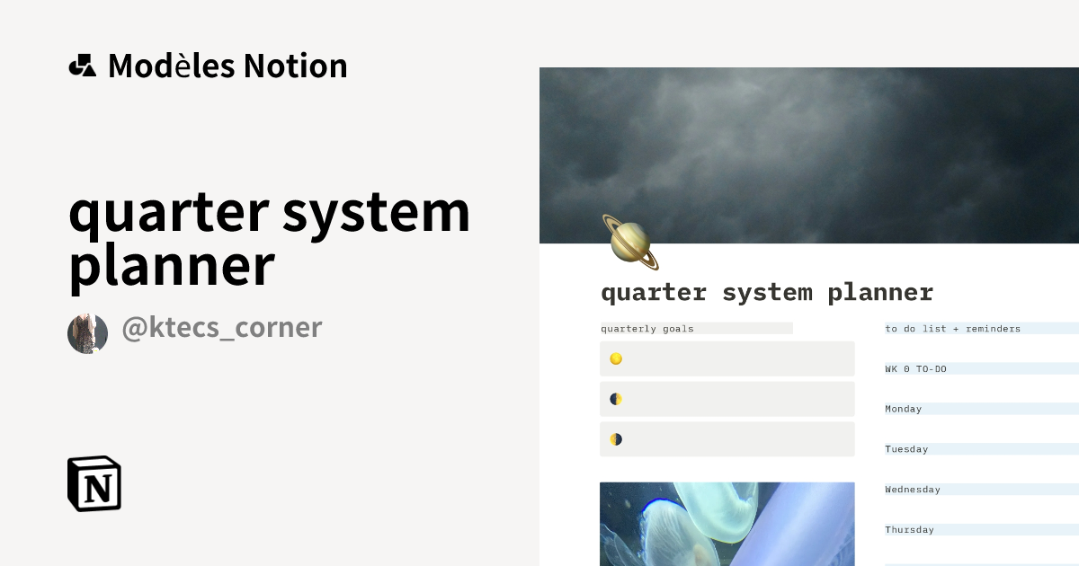 quarter system planner | Modèle créé par kt