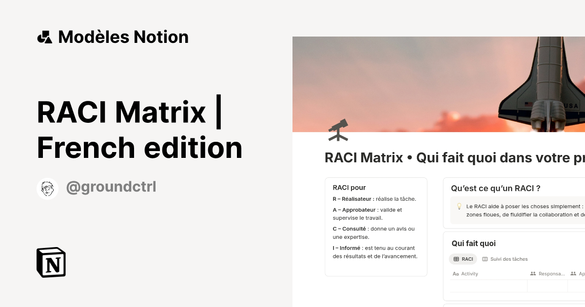 RACI Matrix | French edition | Modèle créé par Ground Ctrl ...