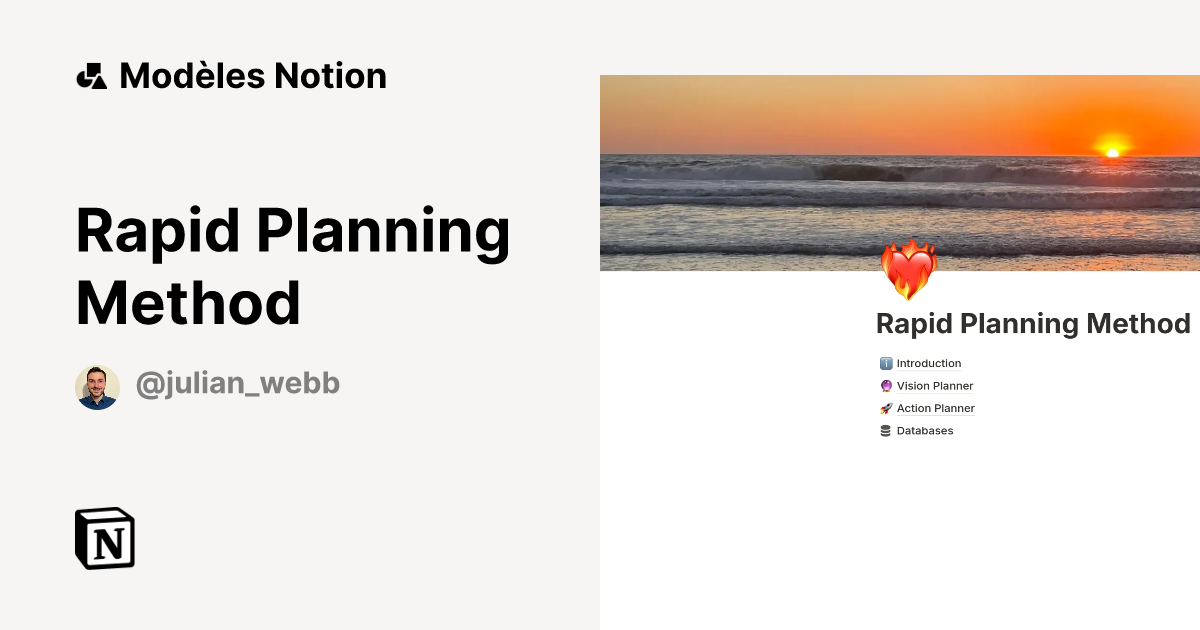 Rapid Planning Method | Modèle créé par Julian Webb | Marketplace Notion