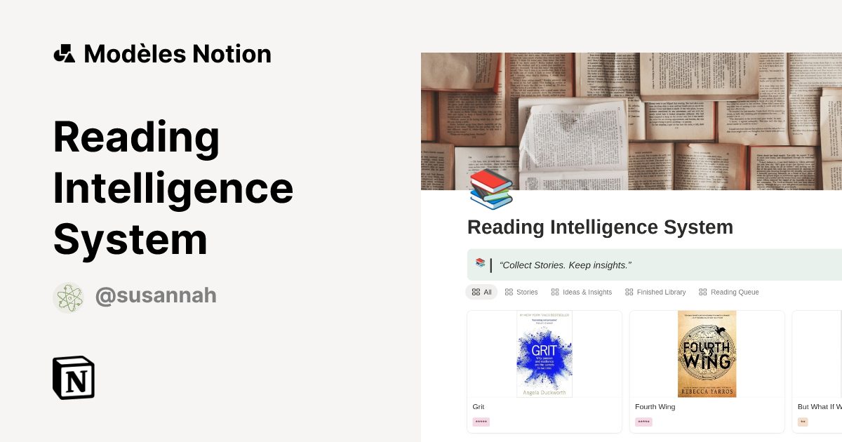 Modèle Reading Intelligence System | Marketplace Notion