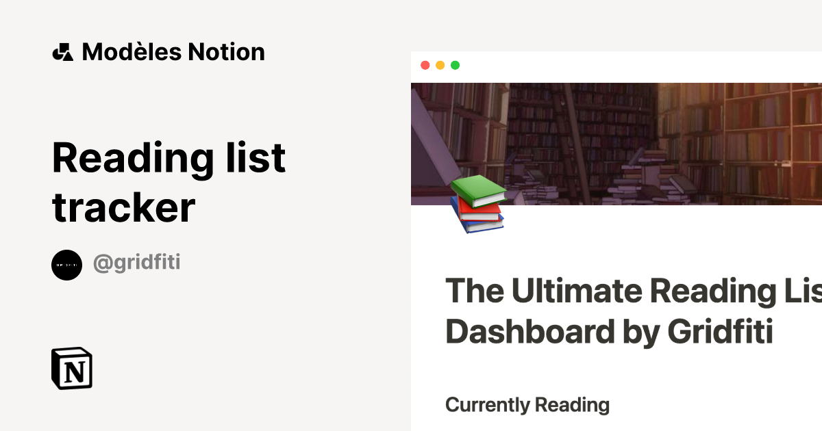 Modèle Reading list tracker | Marketplace Notion