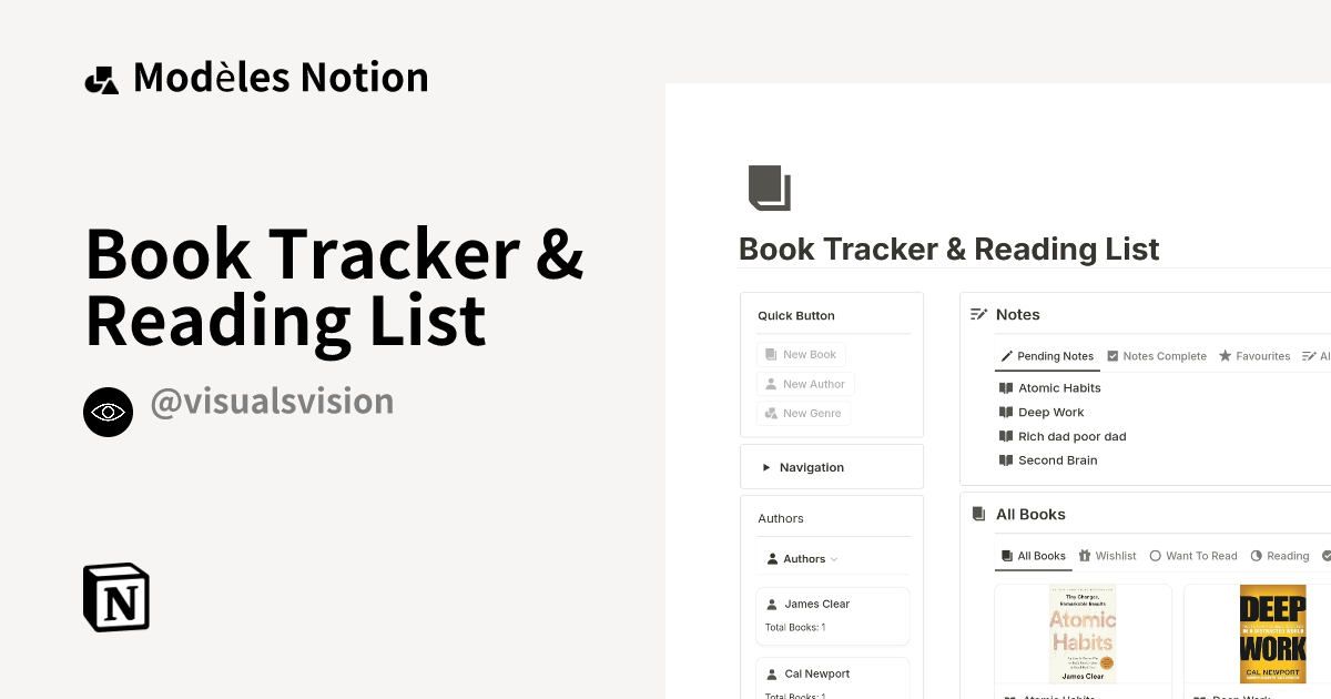 Modèle Book Tracker & Reading List | Marketplace Notion