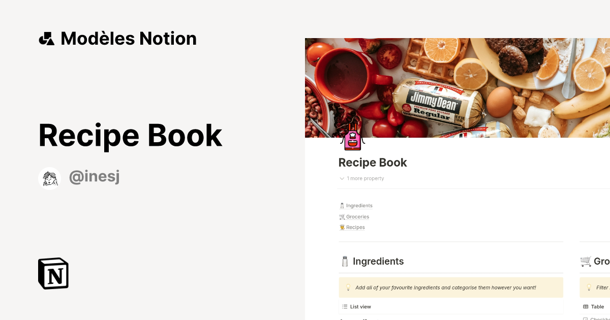 Modèle Recipe Book | Marketplace Notion