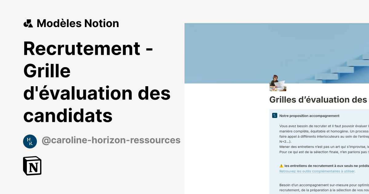 Modèle Recrutement - Grille d'évaluation des candidats | Marketplace Notion