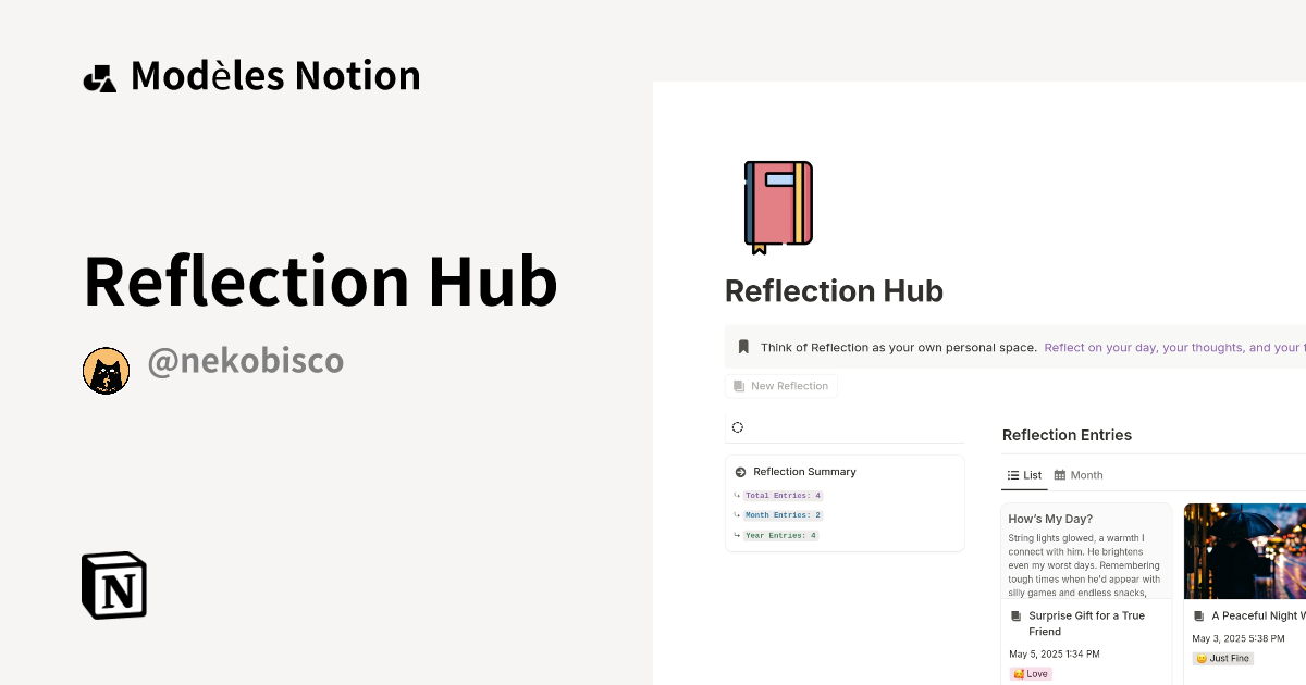 Modèle Reflection Hub | Marketplace Notion