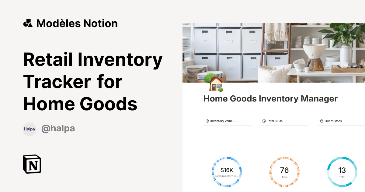 Modèle Retail Inventory Tracker for Home Goods | Marketplace Notion