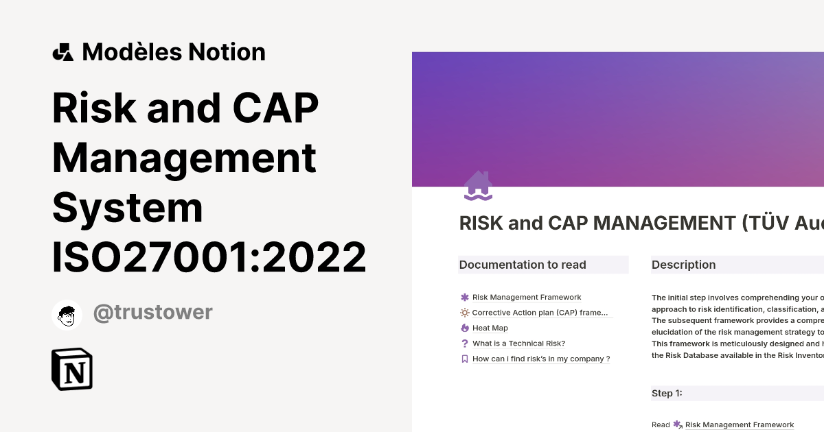 Risk and CAP Management System ISO27001:2022 | Modèle créé par ...