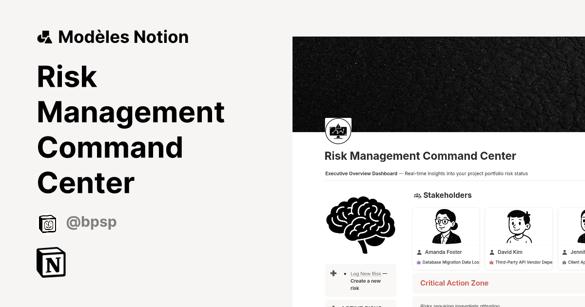 Modèle Risk Management Command Center | Marketplace Notion