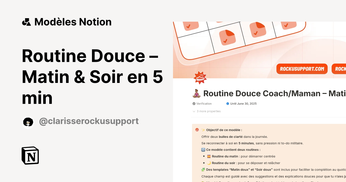 Routine Douce – Matin & Soir en 5 min | Modèle créé par Clarisse Rock U ...