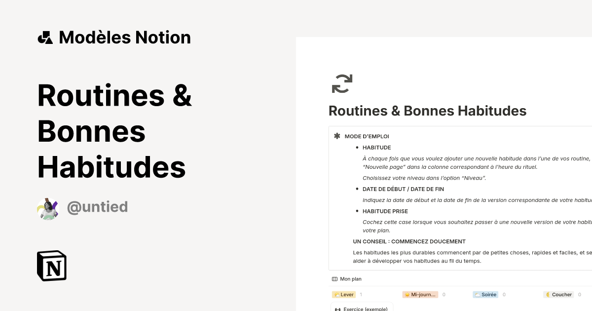 Modèle Routines & Bonnes Habitudes | Marketplace Notion