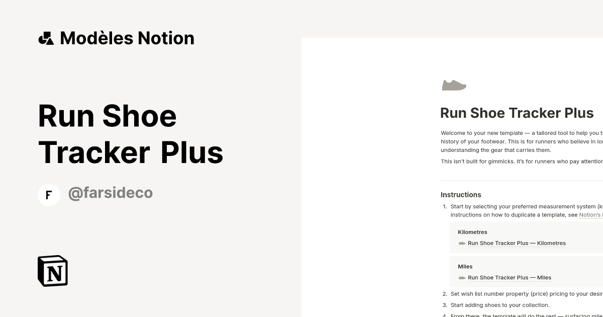 Modèle Run Shoe Tracker Plus | Marketplace Notion