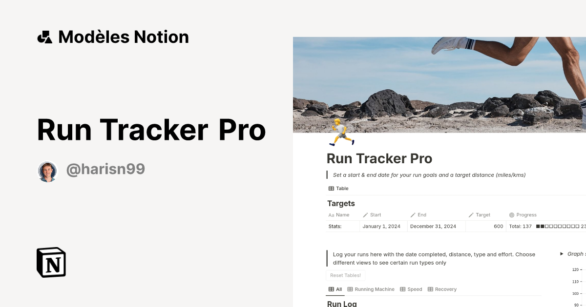 Modèle Run Tracker Pro | Marketplace Notion