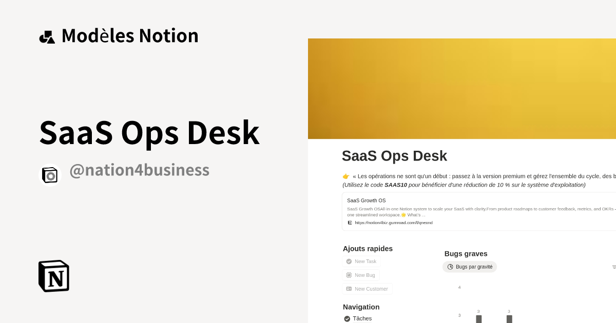 Modèle Saas Ops Desk Marketplace Notion