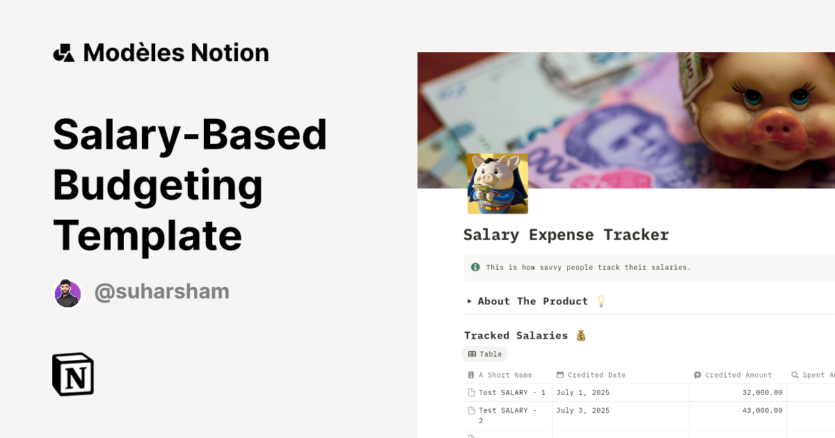 Salary-Based Budgeting Template | Modèle créé par Suharsha ...