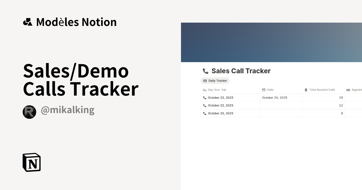 Sales/Demo Calls Tracker | Modèle créé par Raw Growth AI | Marketplace ...