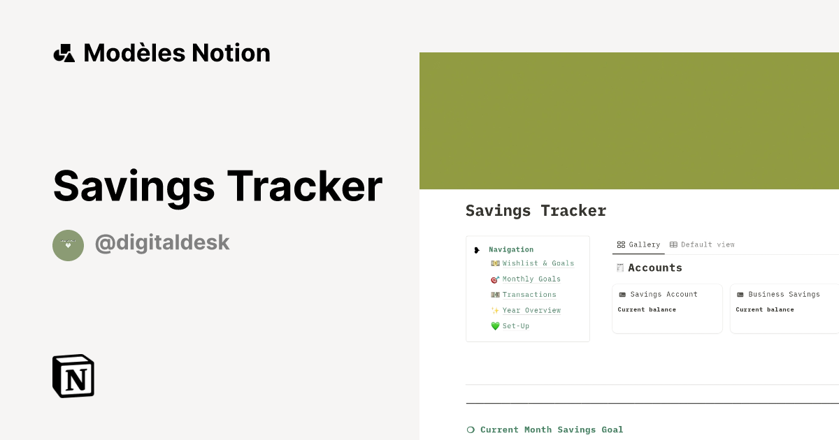 Modèle Savings Tracker | Marketplace Notion