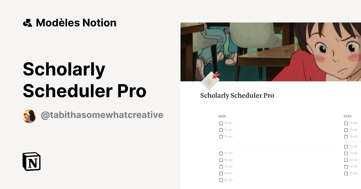 Scholarly Scheduler Pro | Modèle créé par Lilly | Marketplace Notion