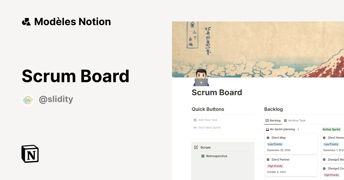 Modèle Scrum Board | Marketplace Notion