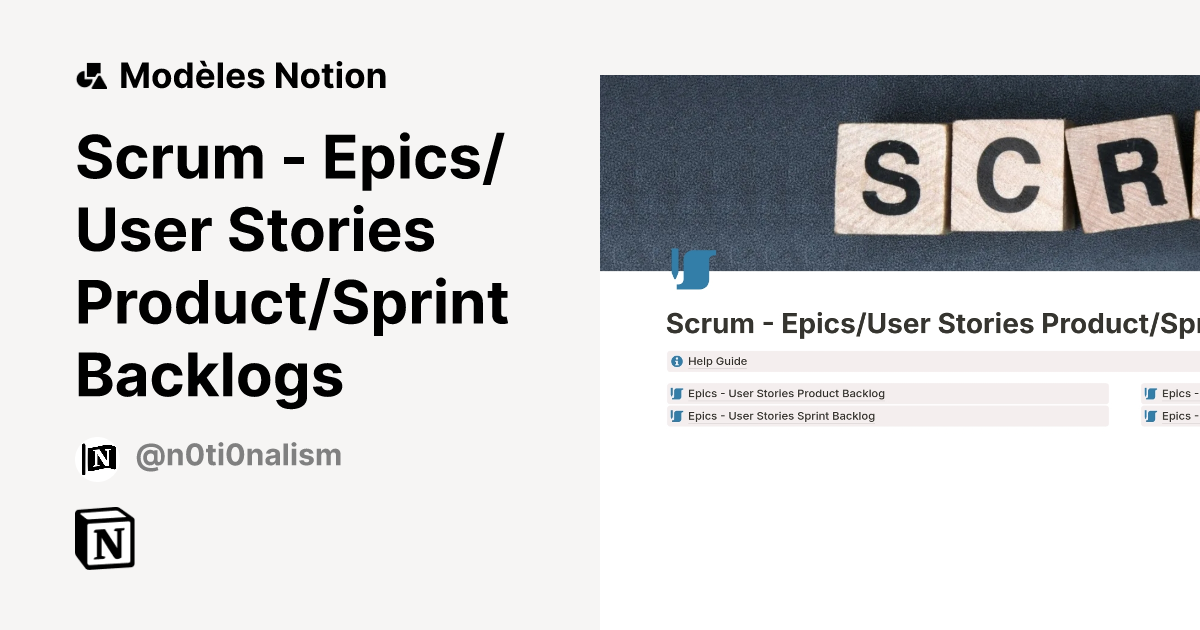 Scrum - Epics/User Stories Product/Sprint Backlogs | Modèle créé par ...