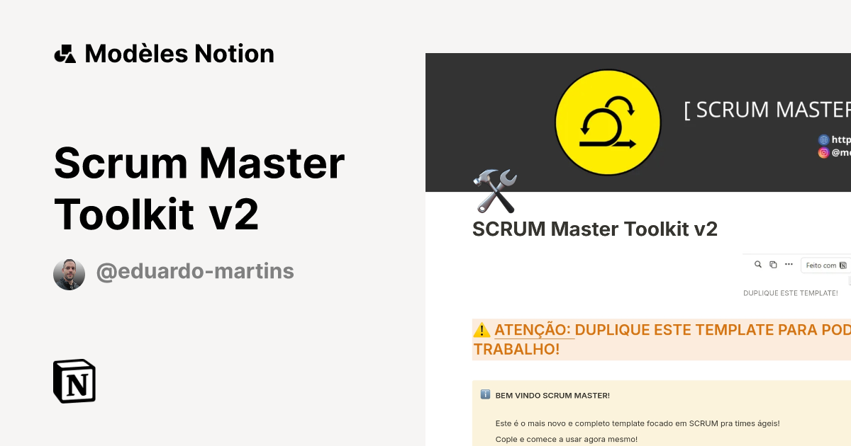 Modèle Scrum Master Toolkit v2 | Marketplace Notion