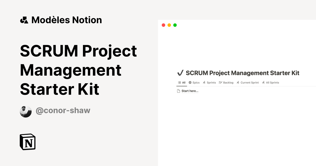 Modèle SCRUM Project Management Starter Kit | Marketplace Notion