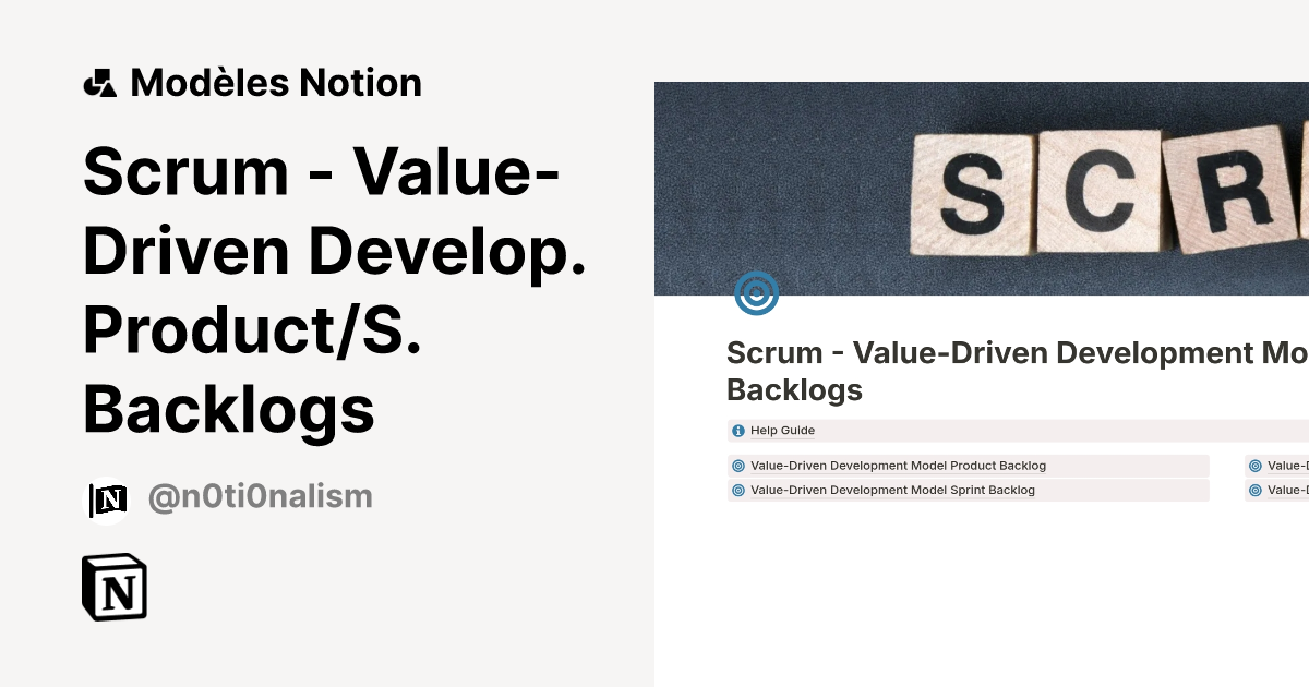 Scrum - Value-Driven Develop. Product/S. Backlogs | Modèle créé par ...