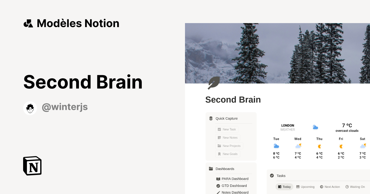 Modèle Second Brain | Marketplace Notion