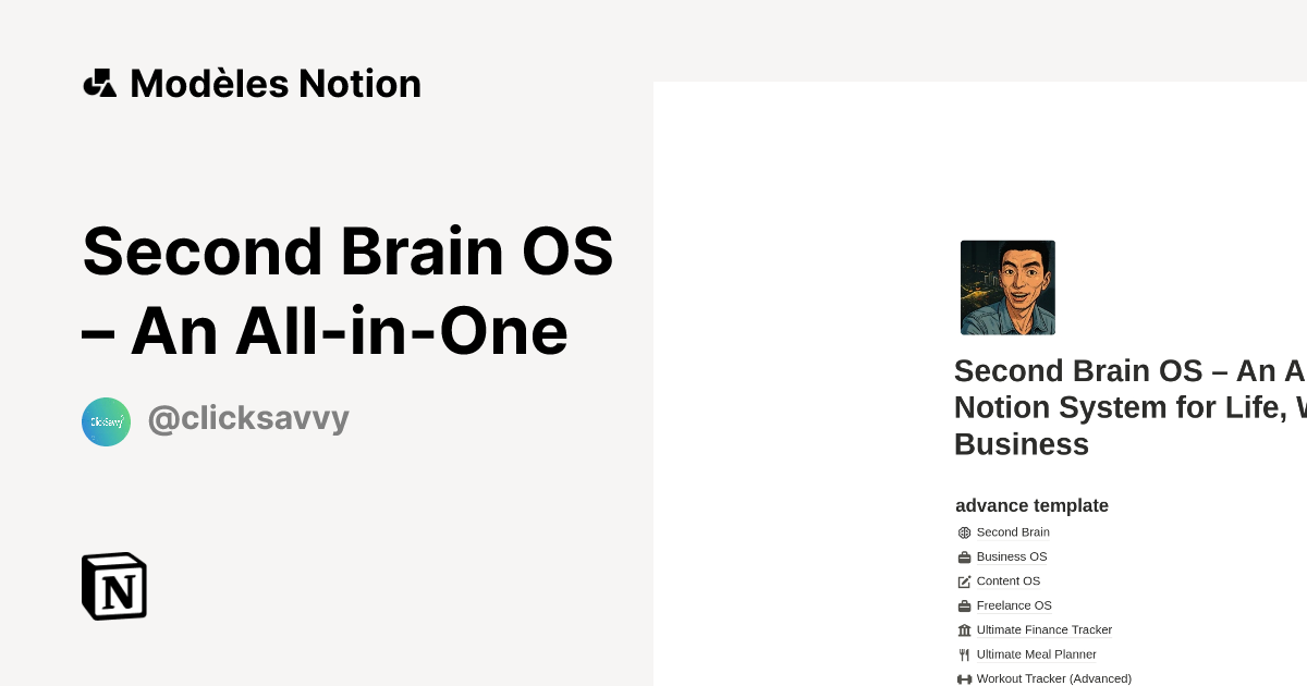 Modèle Second Brain OS – An All-in-One | Marketplace Notion