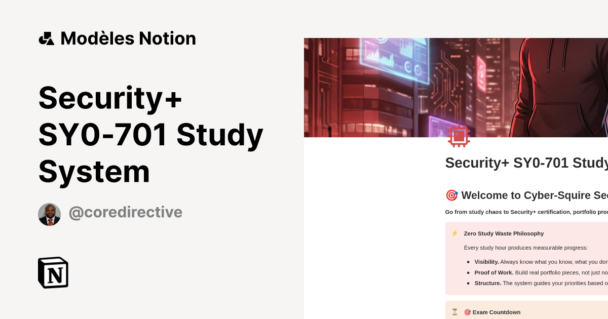 Modèle Security+ SY0-701 Study System | Marketplace Notion