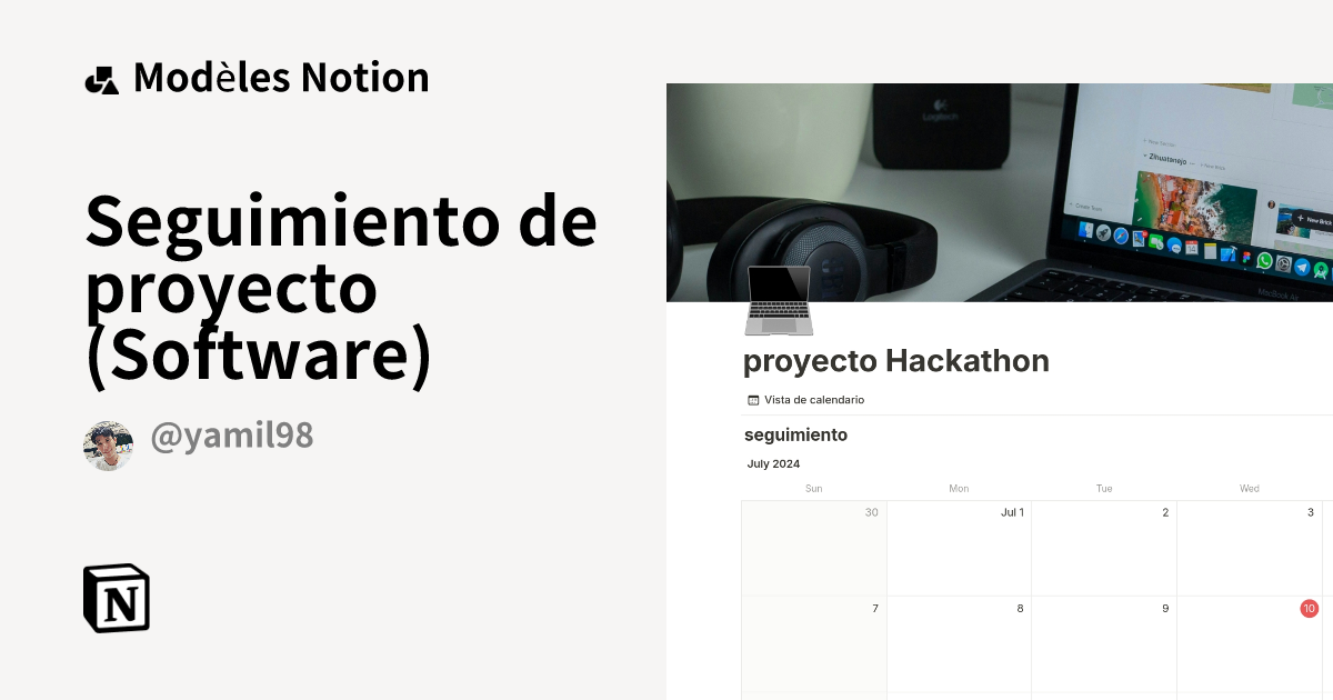 Modèle Seguimiento de proyecto (Software) | Marketplace Notion