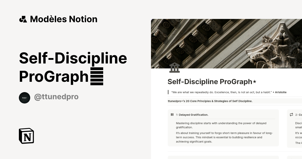 Self-Discipline ProGraph⋆ | Modèle créé par ttunedpro⋆ | Marketplace Notion