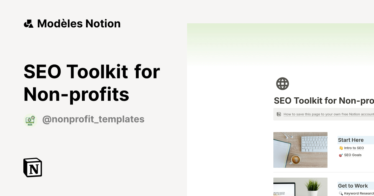 Modèle SEO Toolkit for Non-profits | Marketplace Notion