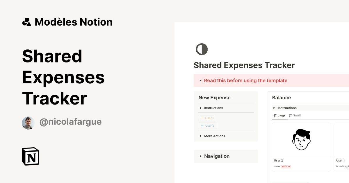 Shared Expenses Tracker | Modèle créé par Nicolas Lafargue ...