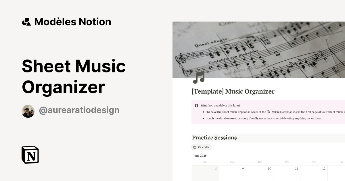 Sheet Music Organizer | Modèle créé par Aurea Ratio Design ...