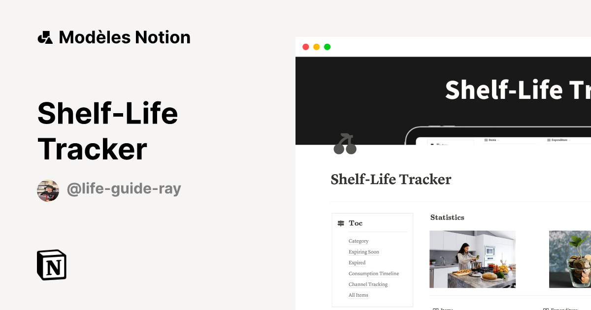 Modèle Shelf-Life Tracker | Marketplace Notion