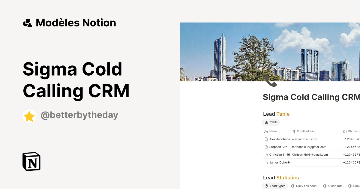 Sigma Cold Calling CRM | Modèle créé par Better By The Day ...