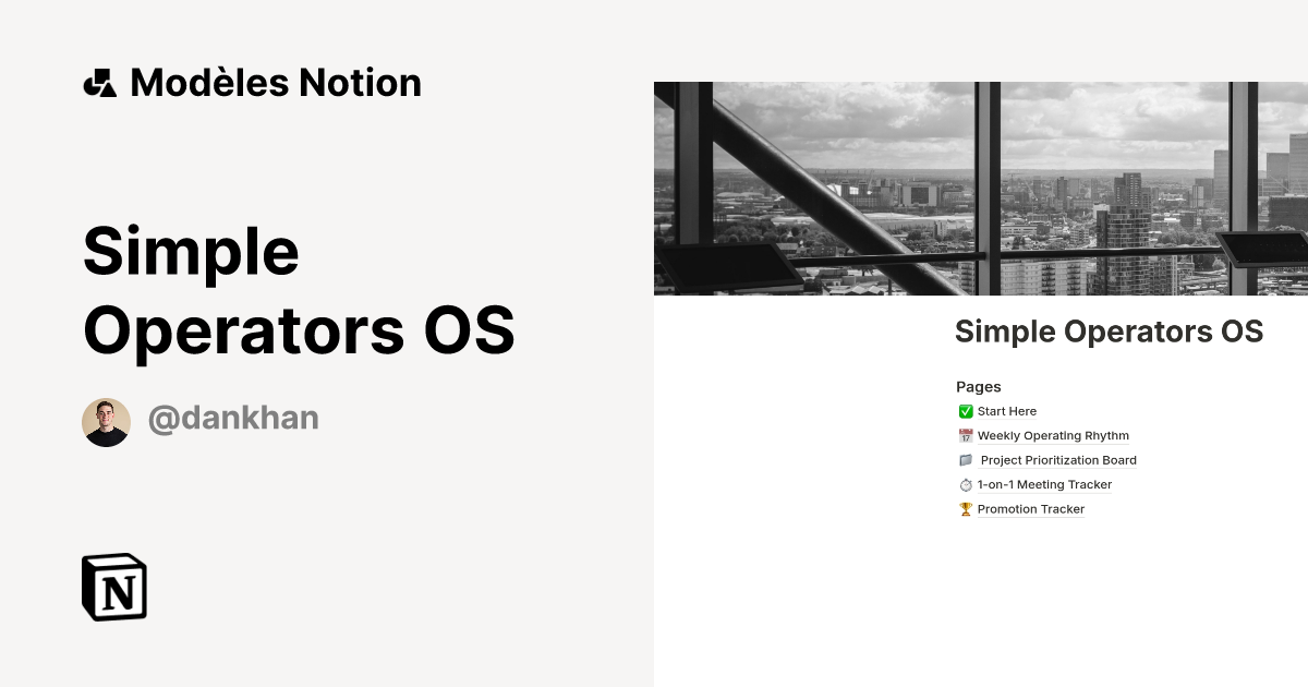 Simple Operators OS | Modèle créé par Dan Khan | Marketplace Notion