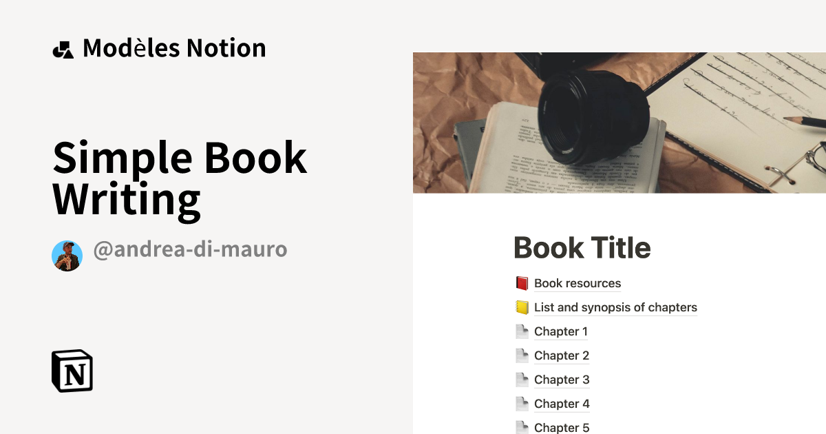 Modèle Simple Book Writing | Marketplace Notion