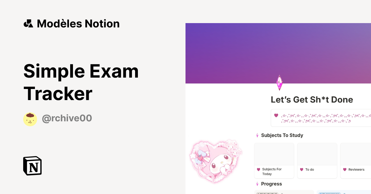 Modèle Simple Exam Tracker | Marketplace Notion