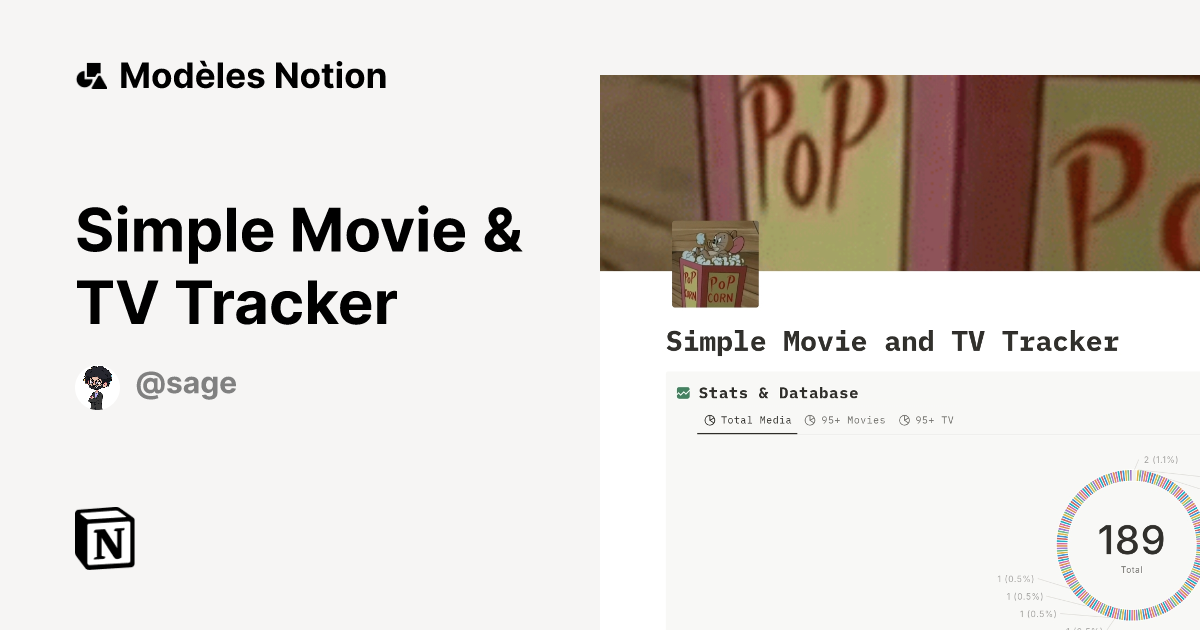 Modèle Simple Movie & TV Tracker | Marketplace Notion