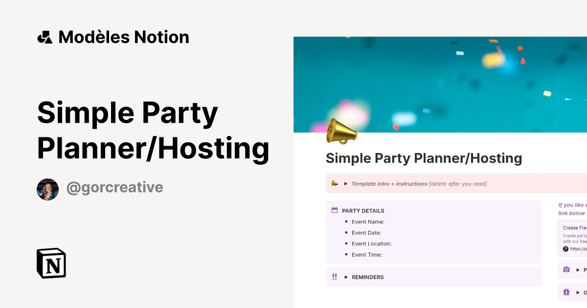 Simple Party Planner/Hosting | Modèle créé par GorCreative ...