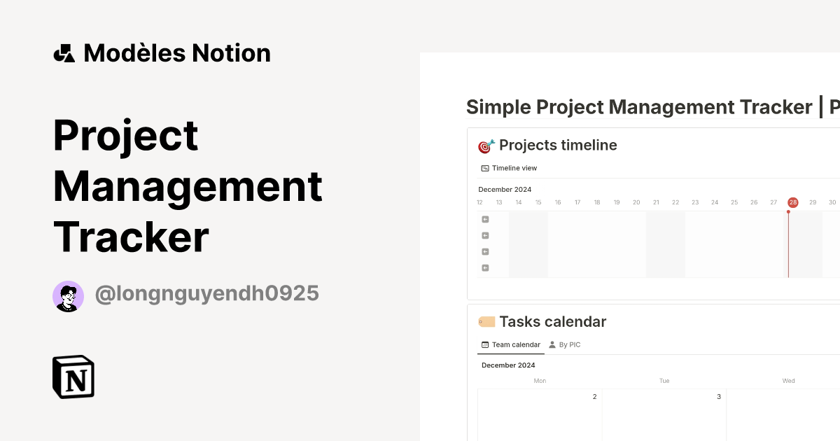 Project Management Tracker | Modèle créé par Long Nguyen | Marketplace ...