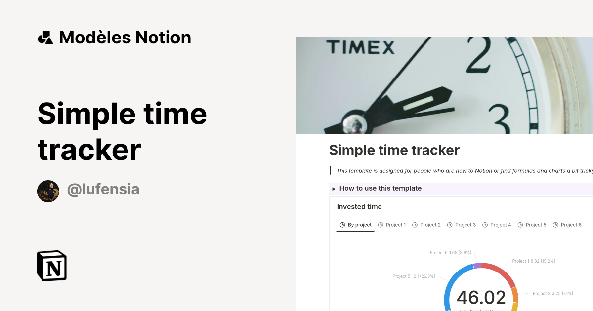 Simple time tracker | Modèle créé par T.B Lufu | Marketplace Notion