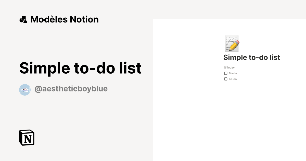 Modèle Simple to-do list | Marketplace Notion